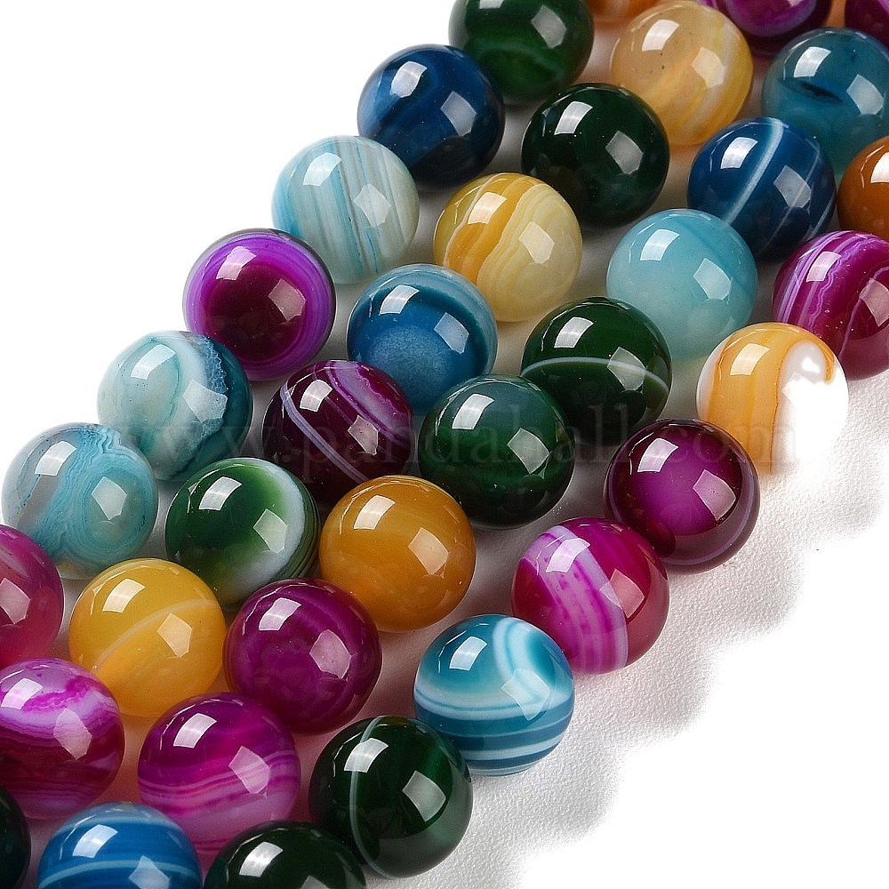 Wholesale Natural Striped Agate/Banded Agate Beads Strands - Pandahall.com