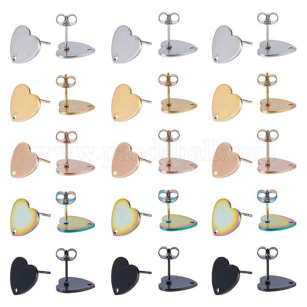 Wholesale 30Pcs 5 Colors Heart Shape PVD Vacuum Plating 304 Stainless ...