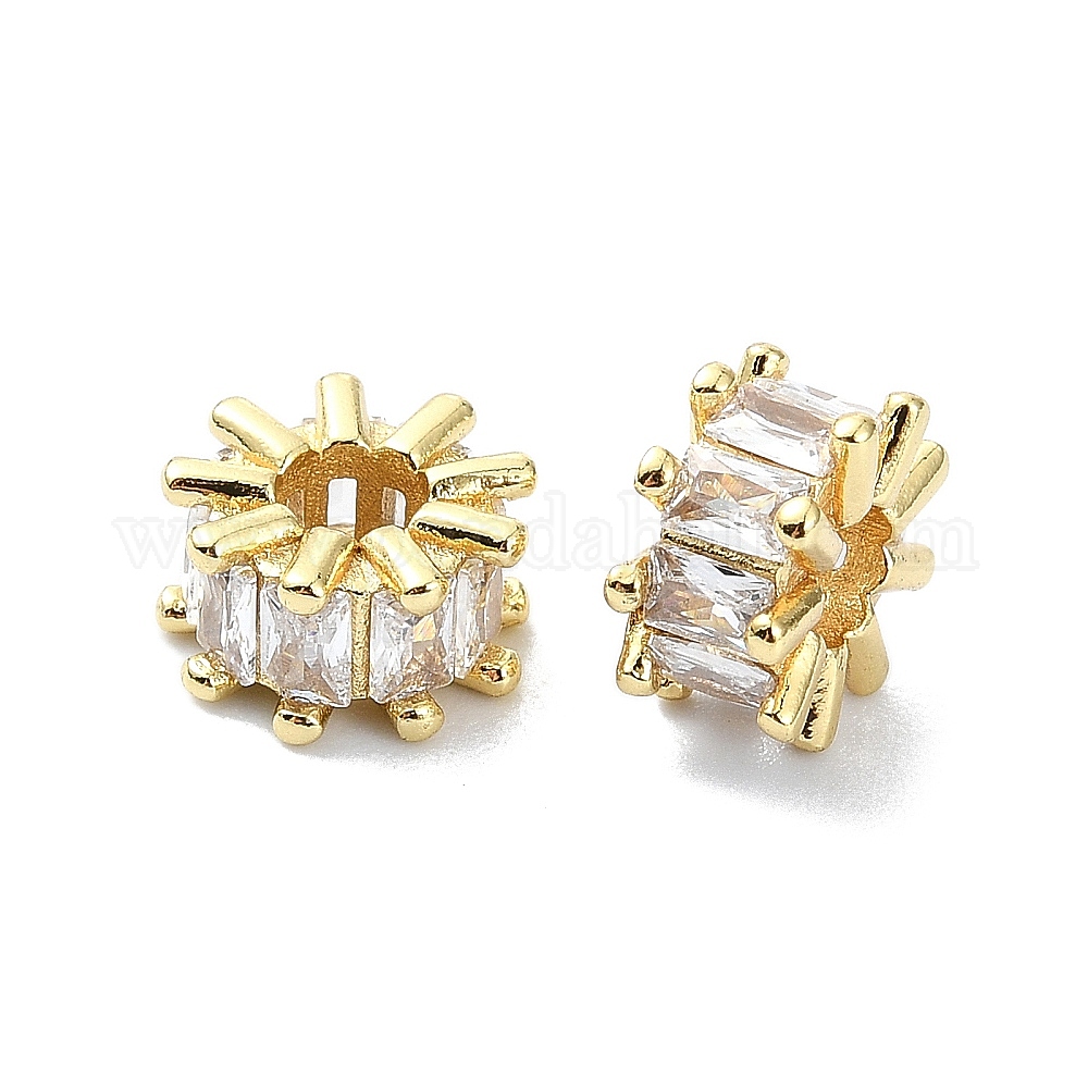 Wholesale Rack Plating Brass Micro Pave Clear Cubic Zirconia Beads ...