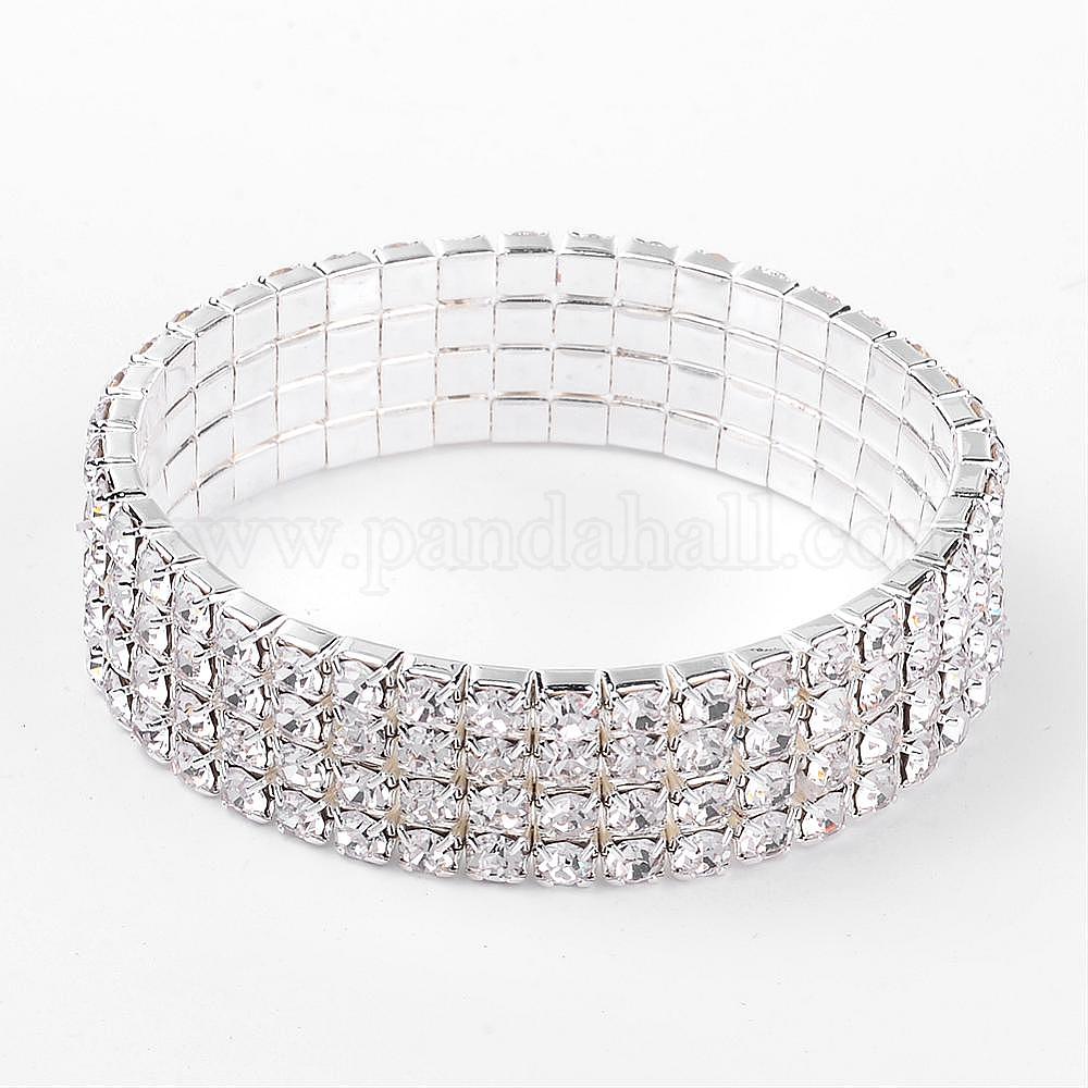 Wholesale 4 Row stretch Rhinestone Bracelet - Pandahall.com