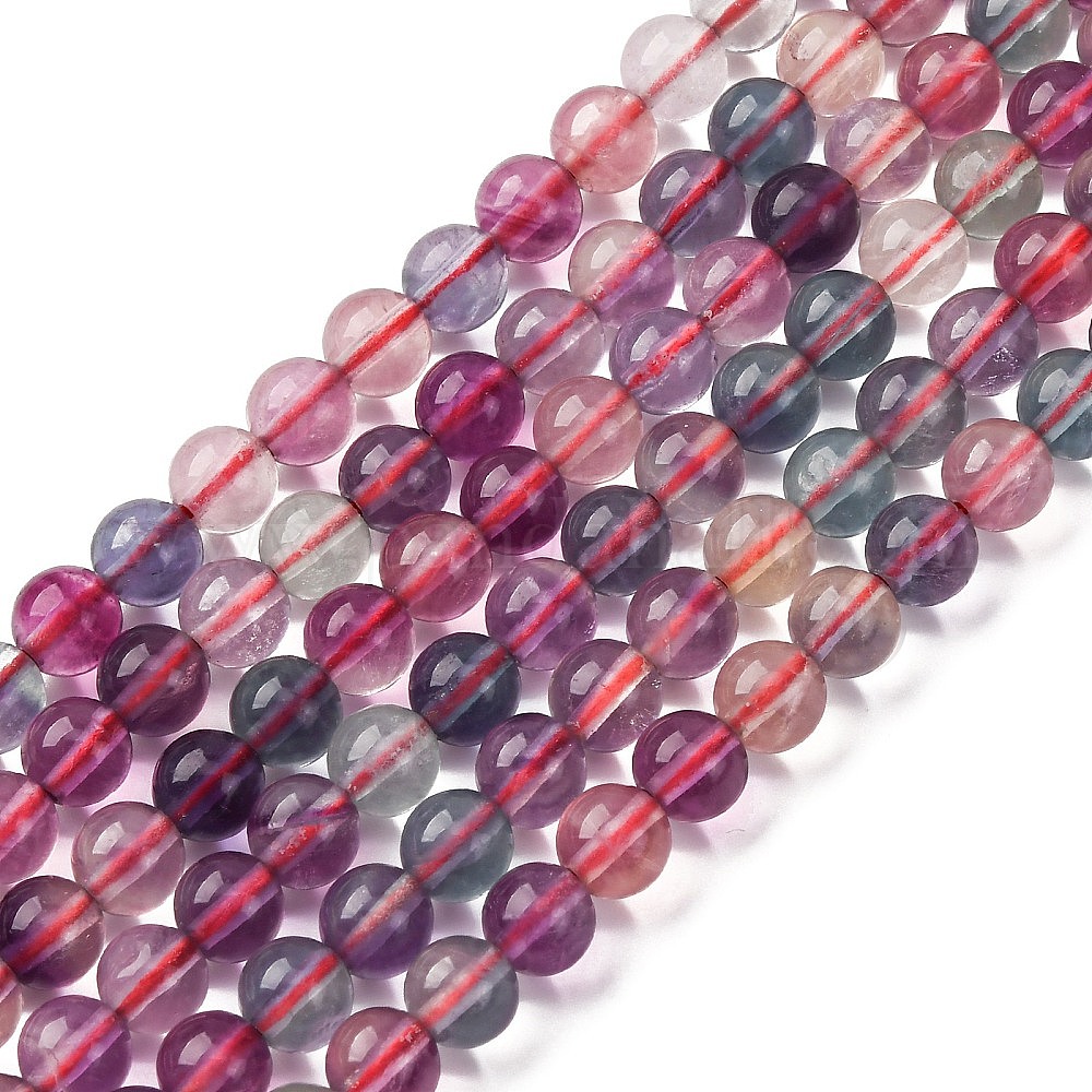 天然石蛍石ビーズ連売り グレード5 A ラウンド 5.8~6.8mm 穴：0.9mm 約62~66個/連 15.04''~15.35''（38 ...