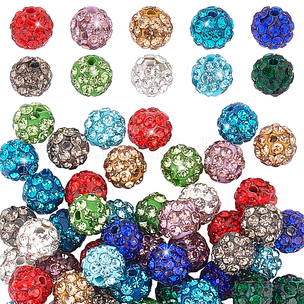 Wholesale 60Pcs 10 Colors Polymer Clay Rhinestone Beads - Pandahall.com