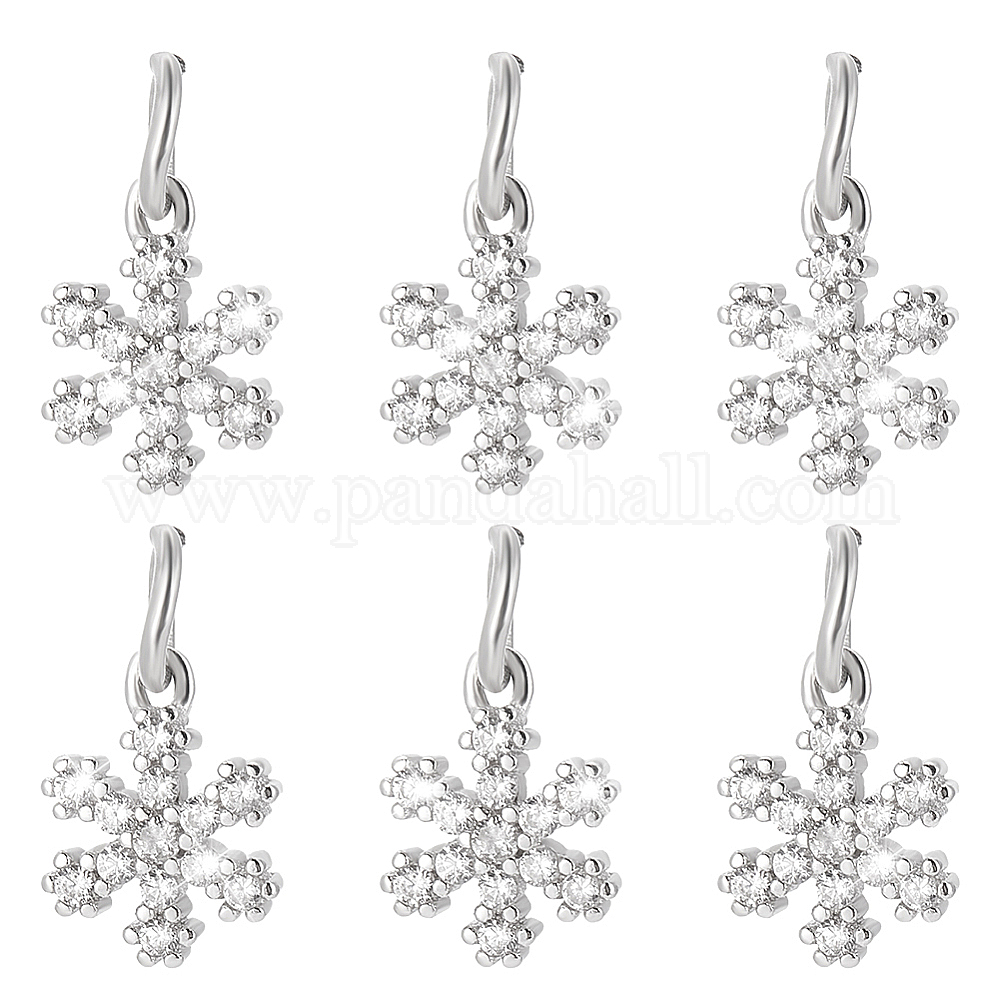 Wholesale 6Pcs 925 Sterling Silver Micro Pave Clear Cubic Zirconia ...