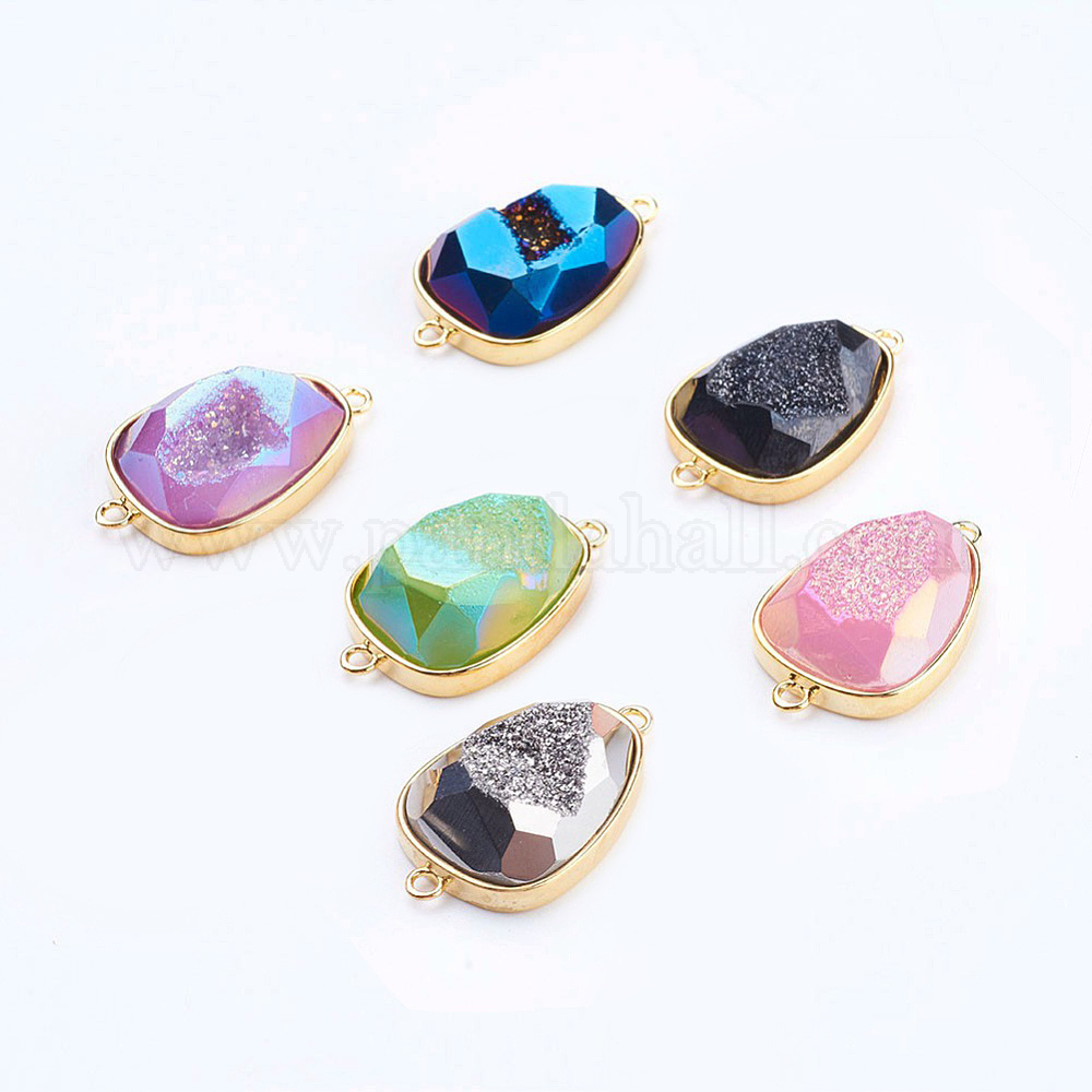 Wholesale Electroplate Natural Druzy Agate Links connectors - Pandahall.com