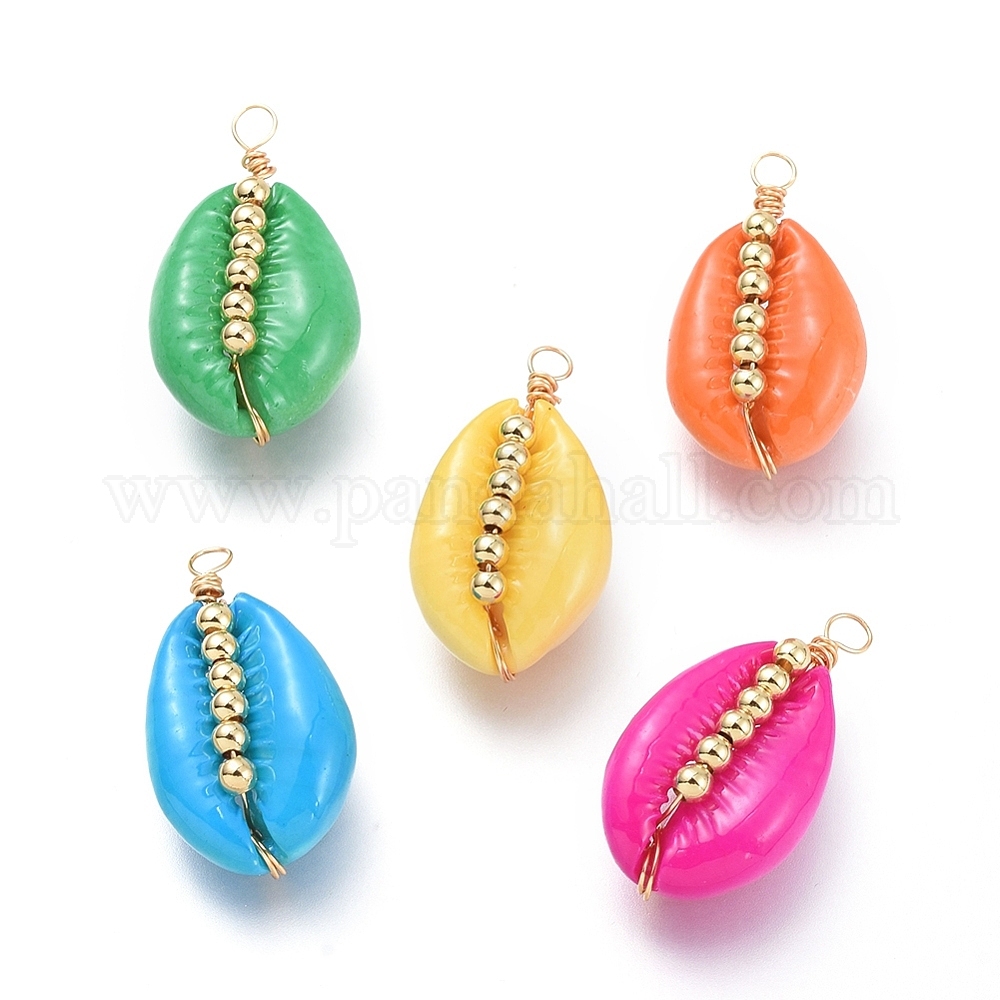 Wholesale Spray Paint Cowrie Shell Pendants - Pandahall.com