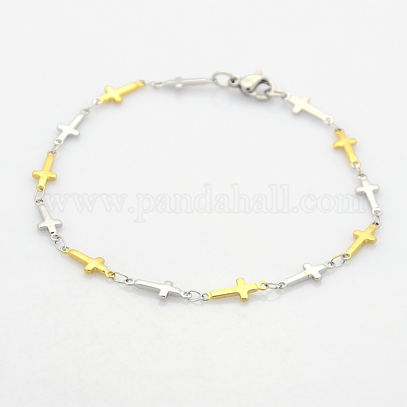 Wholesale Two Tone Religious Catholic Jewelry 304 Stainless Steel Cross ...