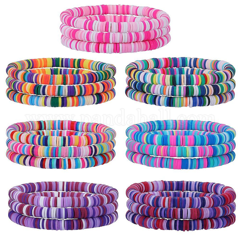 Wholesale Handmade Polymer Clay Heishi Surfer Stretch Bracelets Set ...