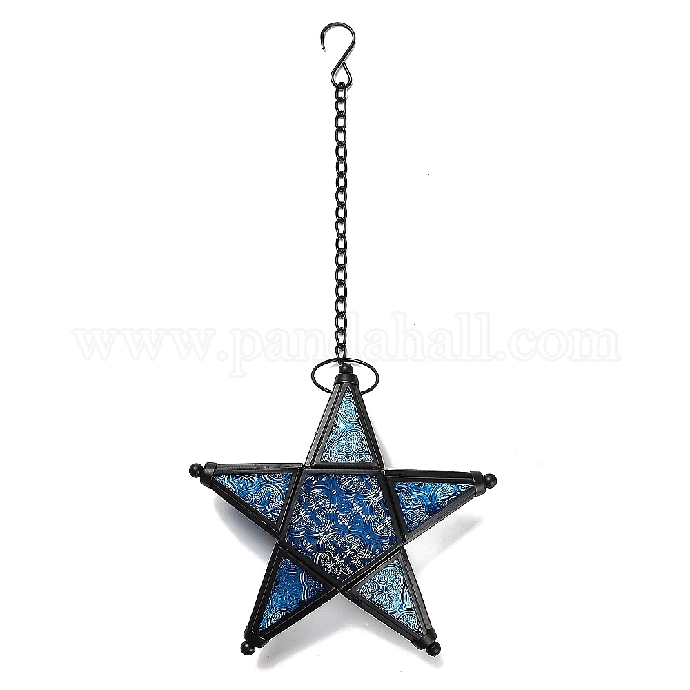Wholesale Pentagonal Star Embossed Glass Candle Holder - Pandahall.com