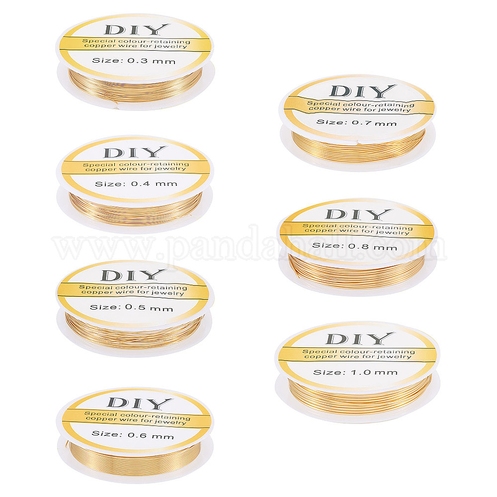 7ロール7種類の銅線 DIYクラフト製作用品 14KGP本金メッキ 0.3~1mm 1ロール/スタイルの通販 - PandaHall（パンダホール）