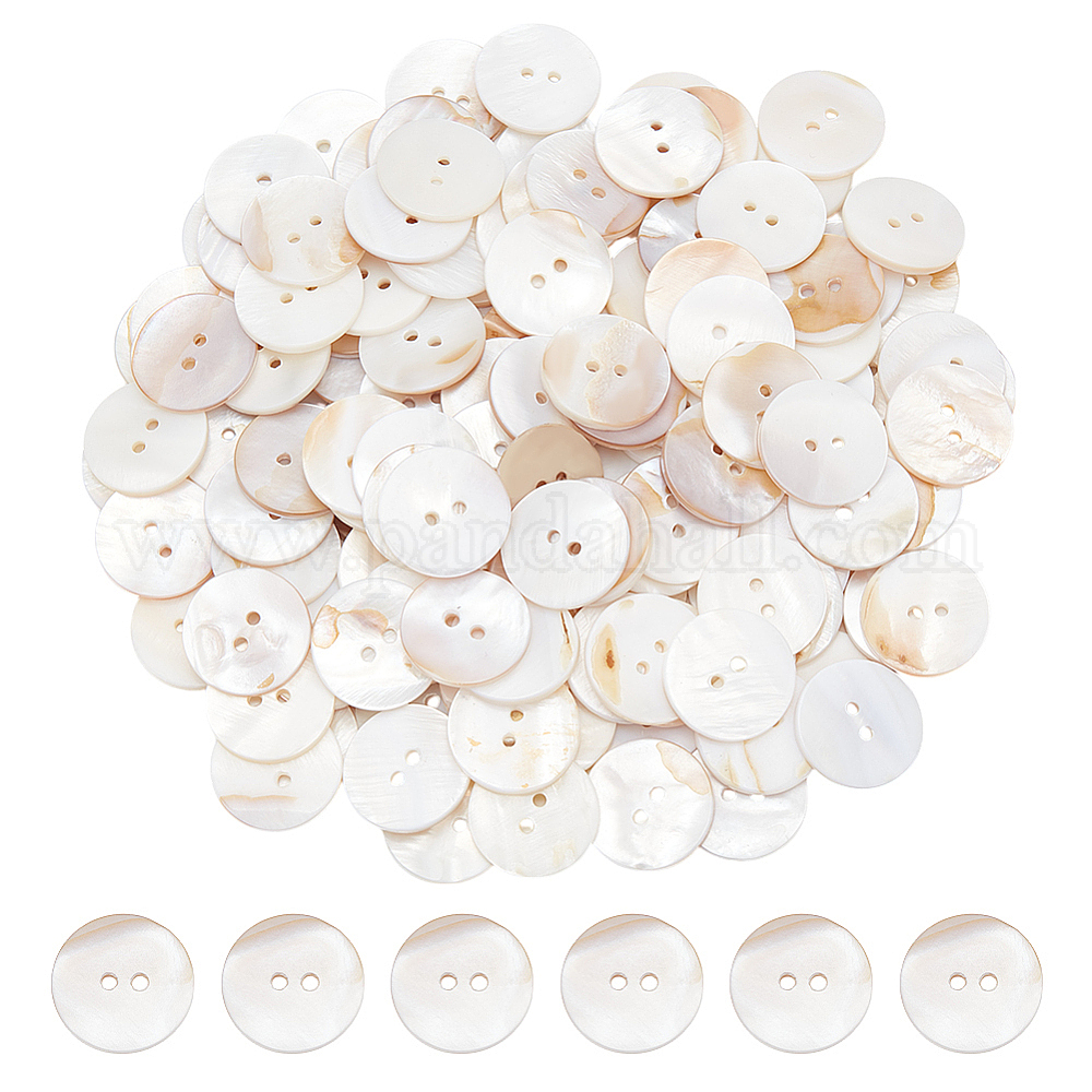 Wholesale 150Pcs 2-Hole Flat Round Shell Buttons - Pandahall.com