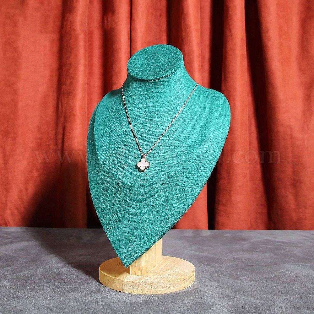 Wholesale Velvet Bust Necklace Display Stands with Wooden Base ...