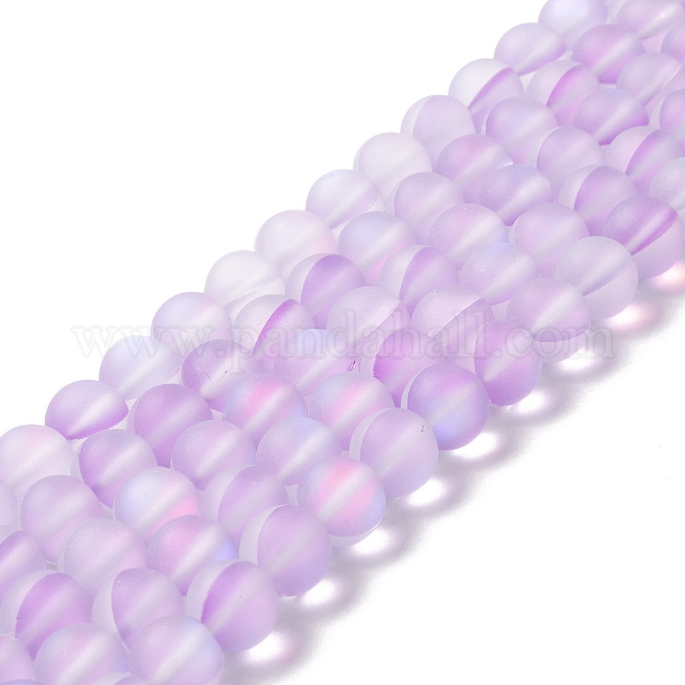 合成ムーンストーンビーズ連売り 艶消し ラウンド 蘭 10mm 穴：1mm 約38~40個/連 14.96''~15.16''（38~38.5 ...