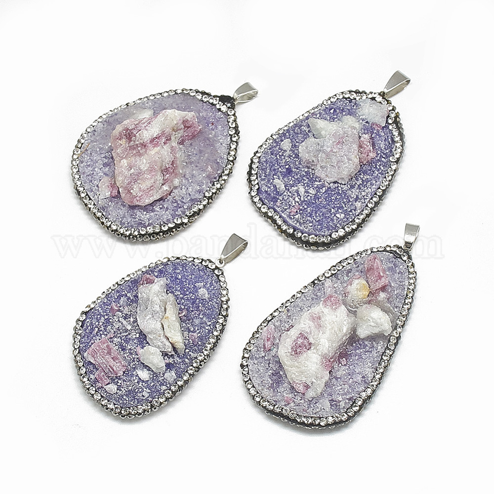 Wholesale Natural Rhinestone Tourmaline Big Pendants - Pandahall.com