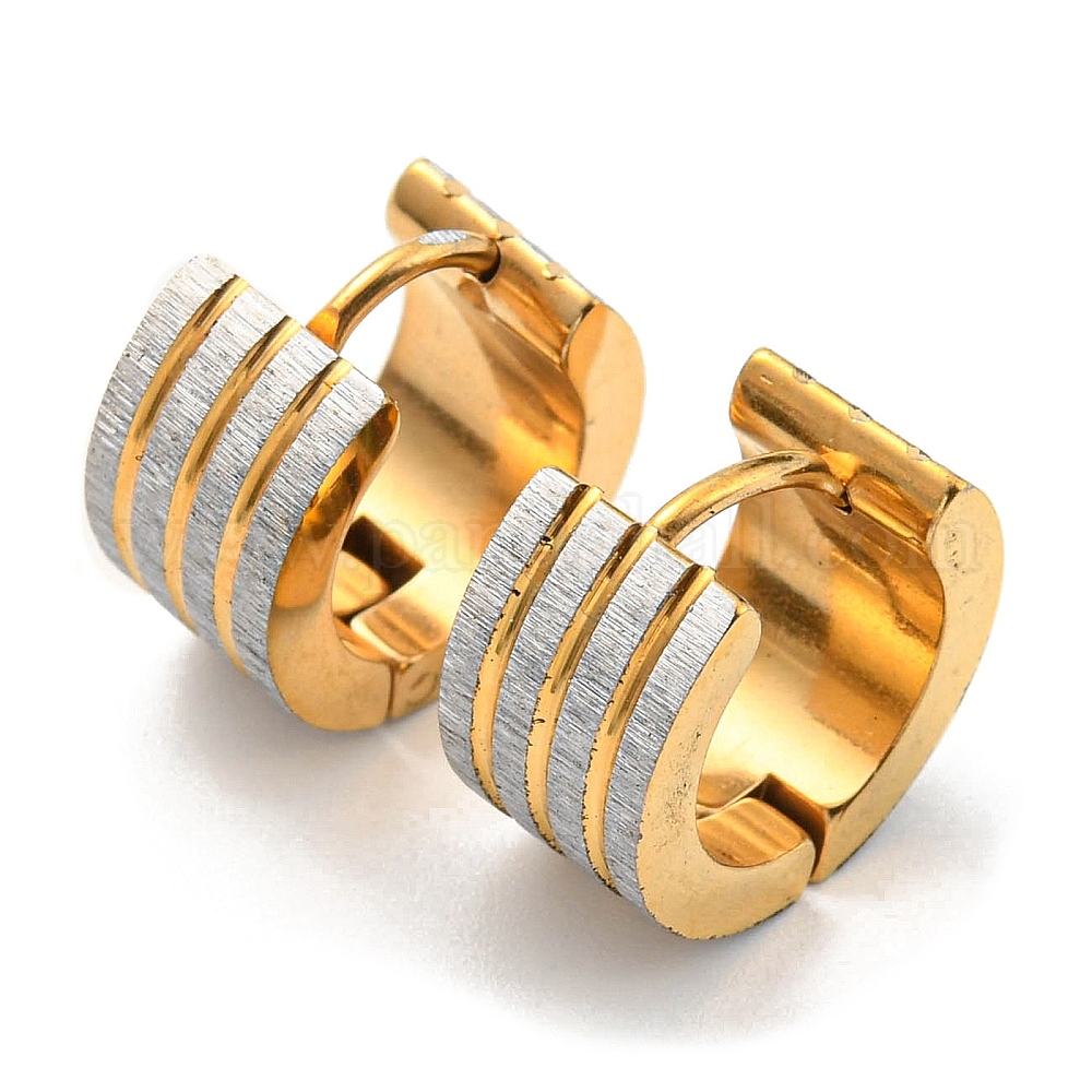 Wholesale 304 Stainless Steel Textured Hoop Earrings - Pandahall.com