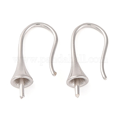 925 Sterling Silver Earring Hooks Real Platinum Plated 18.5x9.5mm Pin 0.7mm