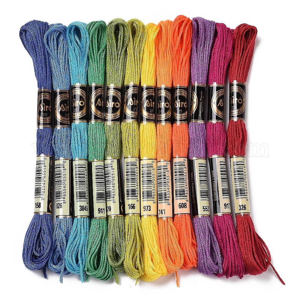 Wholesale 12 Skeins 12 Colors 6-Ply Polyester Embroidery Floss ...