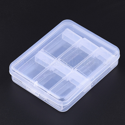 Plastic Bead Containers Flip Top Bead Storage For Seed Beads Storage Box with PP Plastic Packing Box Rectangle Clear 6pcs containers box