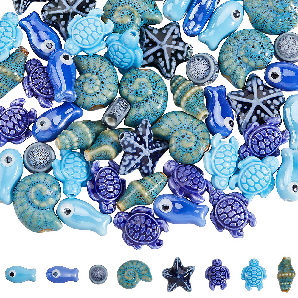 Wholesale 56Pcs 8 Styles Glazed Porcelain Beads - Pandahall.com