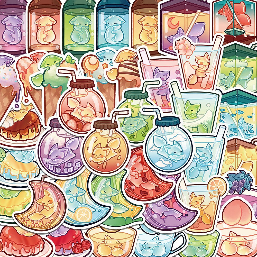 Wholesale 40Pcs Jelly Fox PVC Self Adhesive Cartoon Stickers Set ...