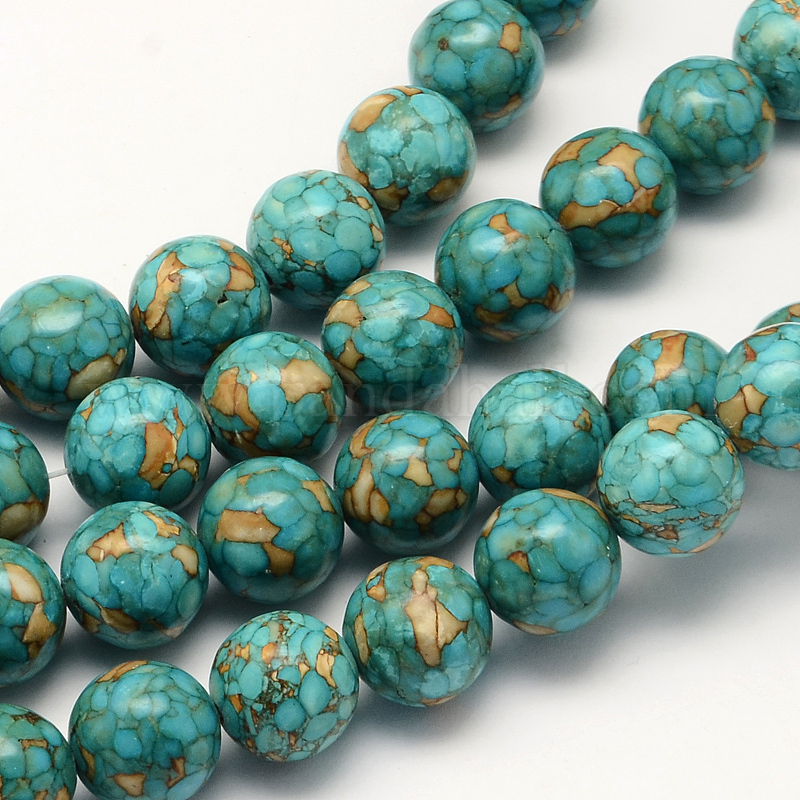 Wholesale Dyed Synthetic Turquoise Round Bead Strands - Pandahall.com