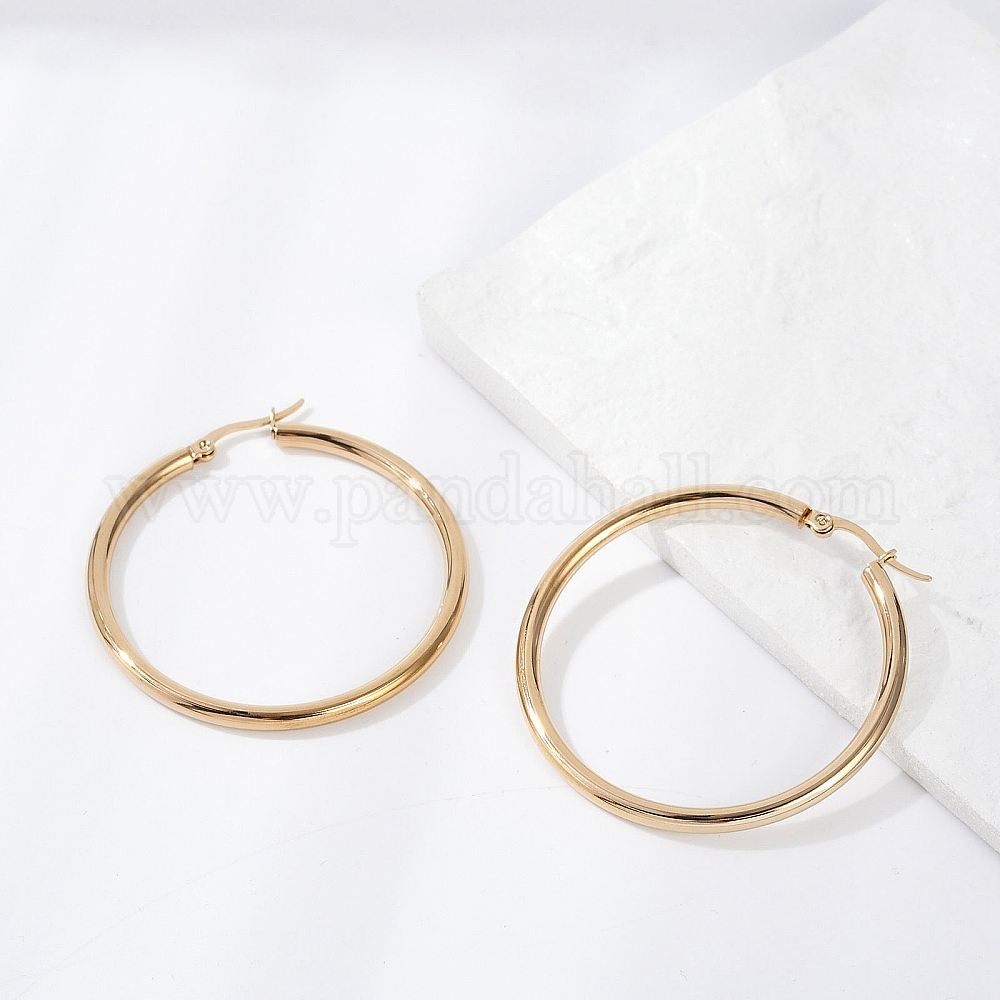 Wholesale 201 Stainless Steel Big Hoop Earrings - Pandahall.com