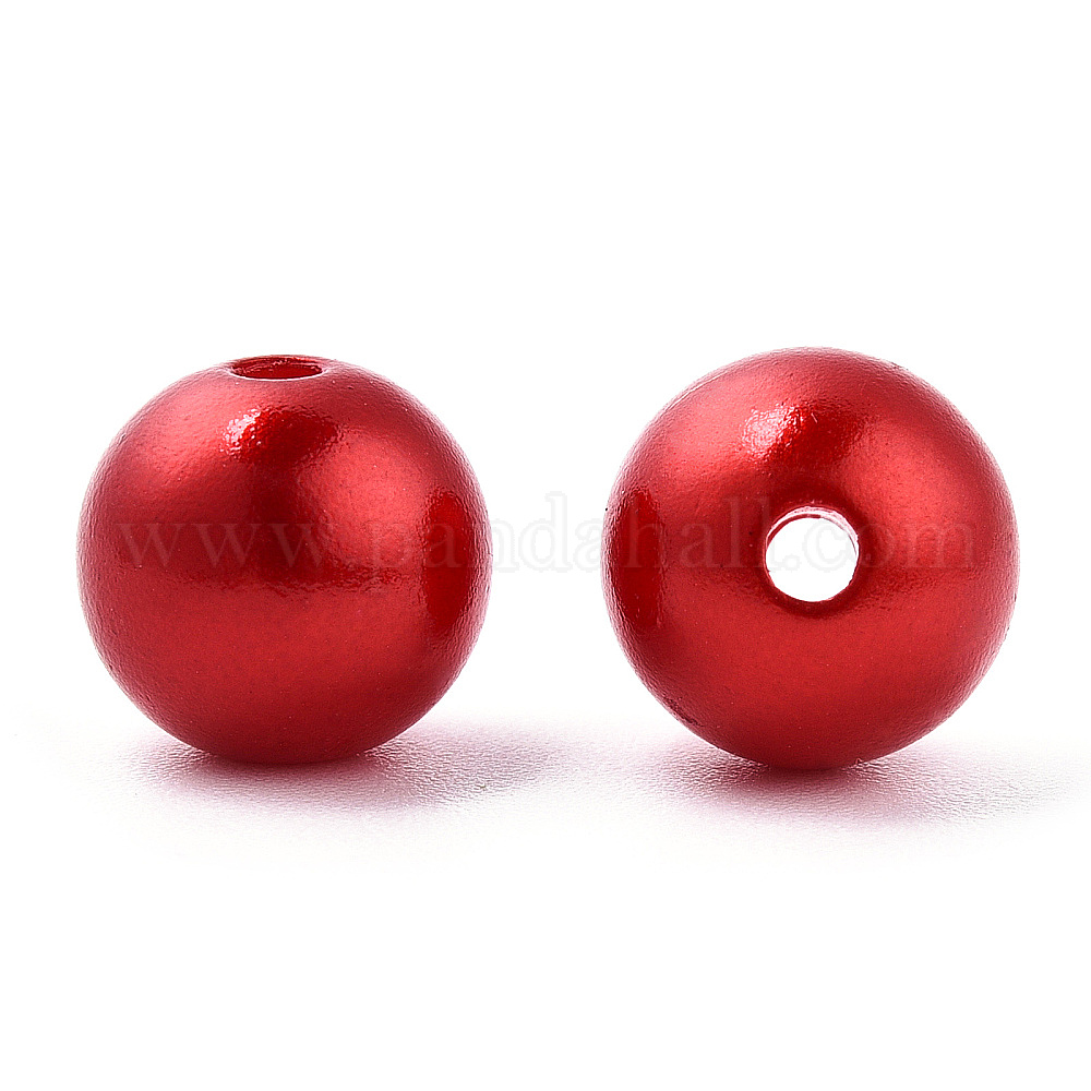 スプレー塗装 abs 樹脂プラスチック模造パール ビーズ ラウンド レッド 10x9.5mm 穴：2mm 約1040個/ 500 Gの通販 ...