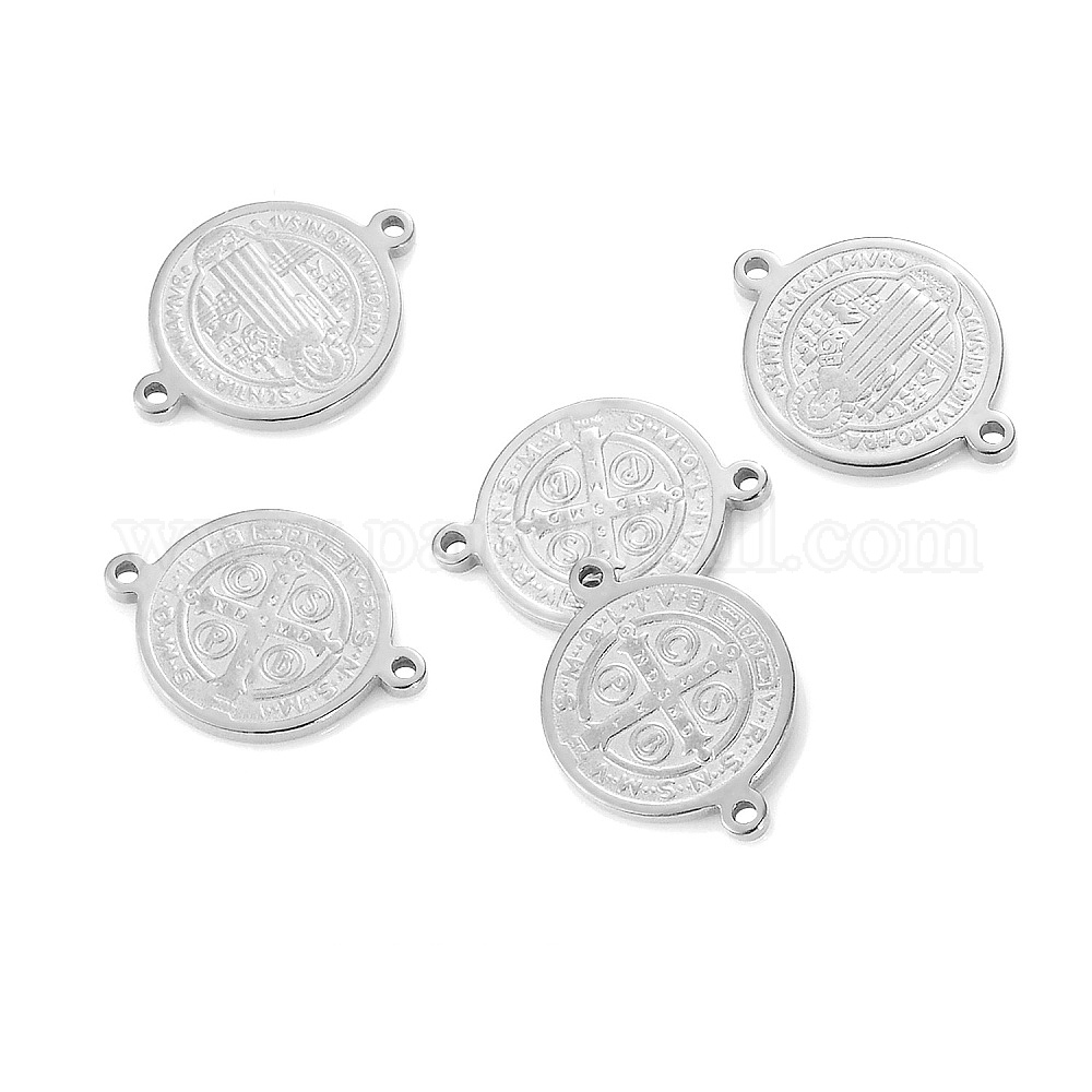 Wholesale Anti-Tarnish 304 Stainless Steel Flat Round Connector Charms ...