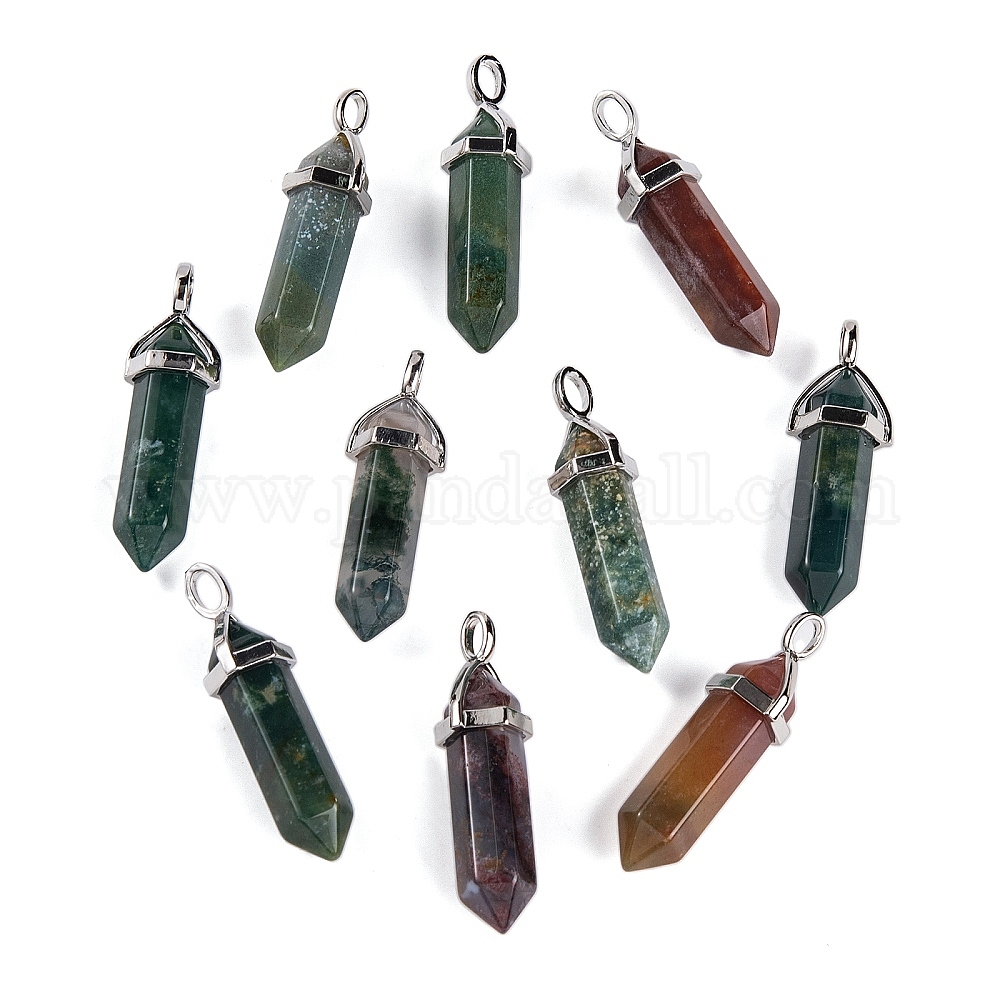 Wholesale Natural Indian Agate Pointed Pendants - Pandahall.com