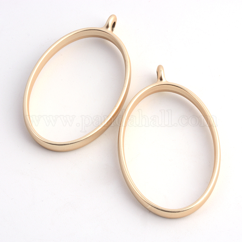 Wholesale Matte Style Rack Plating Alloy Oval Open Back Bezel Pendants - Pandahall.com