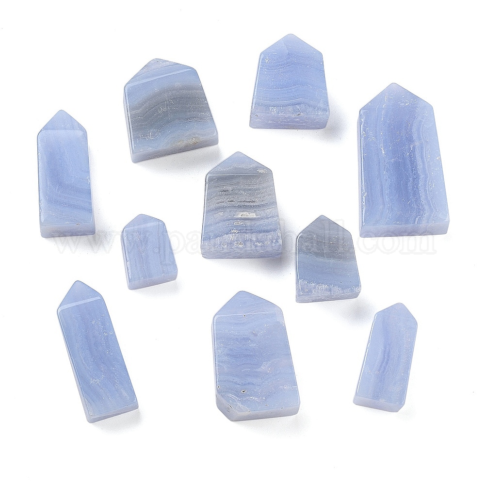 Wholesale Natural Blue Lace Agate Point Pentagonal Prism Figurines ...