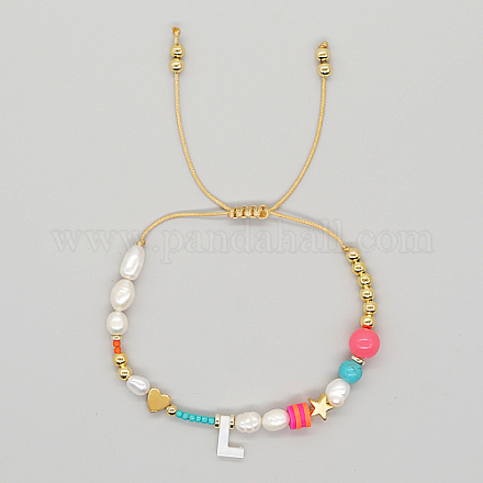 Wholesale Initial Letter Natural Pearl Braided Bead Bracelet ...