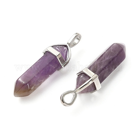 Wholesale 2Pcs Natural Amethyst Double Terminated Pointed Pendants ...
