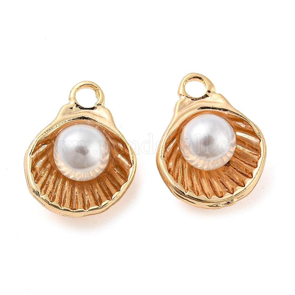 Wholesale Natural Freshwater Shell Brass Shell Shaped Charms ...