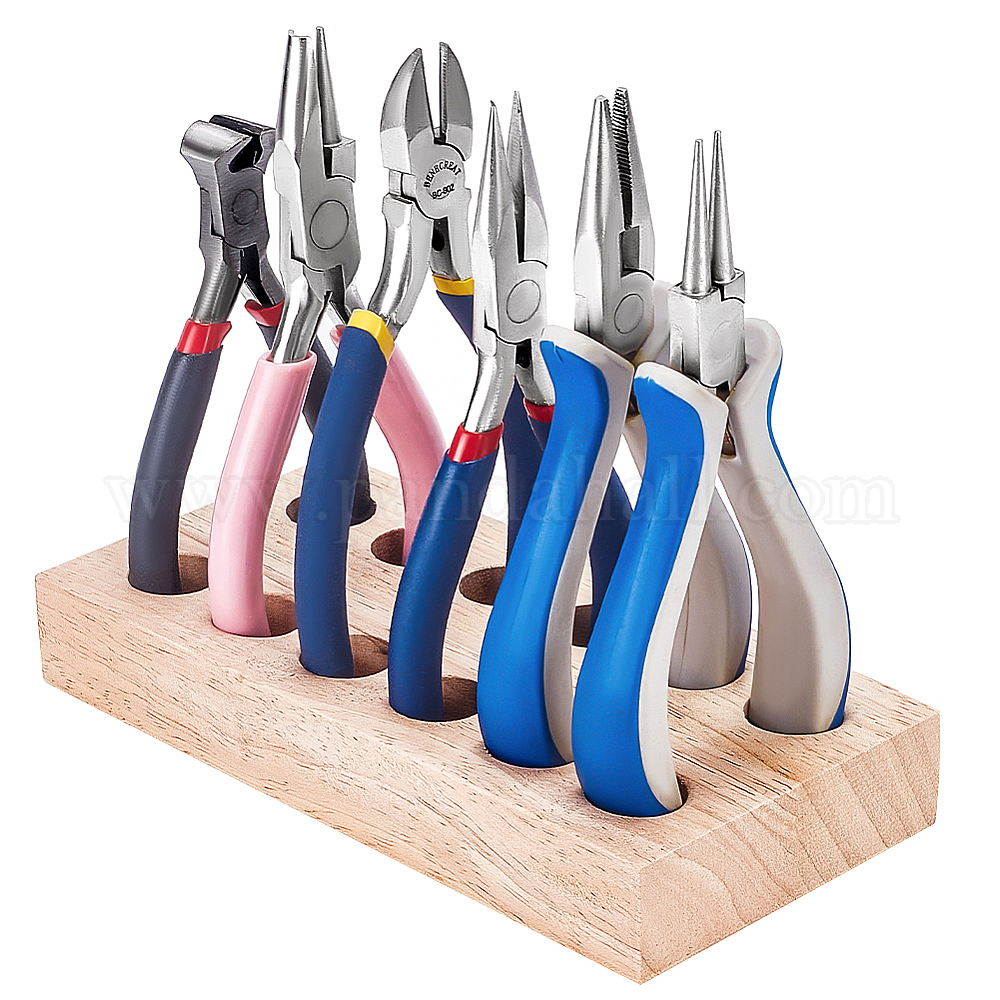 Wholesale FINGERINSPIRE Wood Rectangular Pliers 12-Hole Storage Plate 6 ...