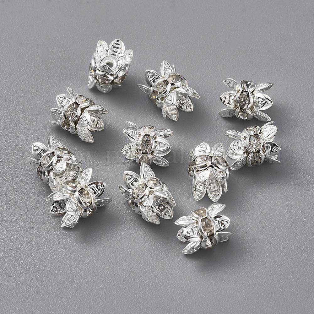 Wholesale Brass Rhinestone Bead Caps - Pandahall.com