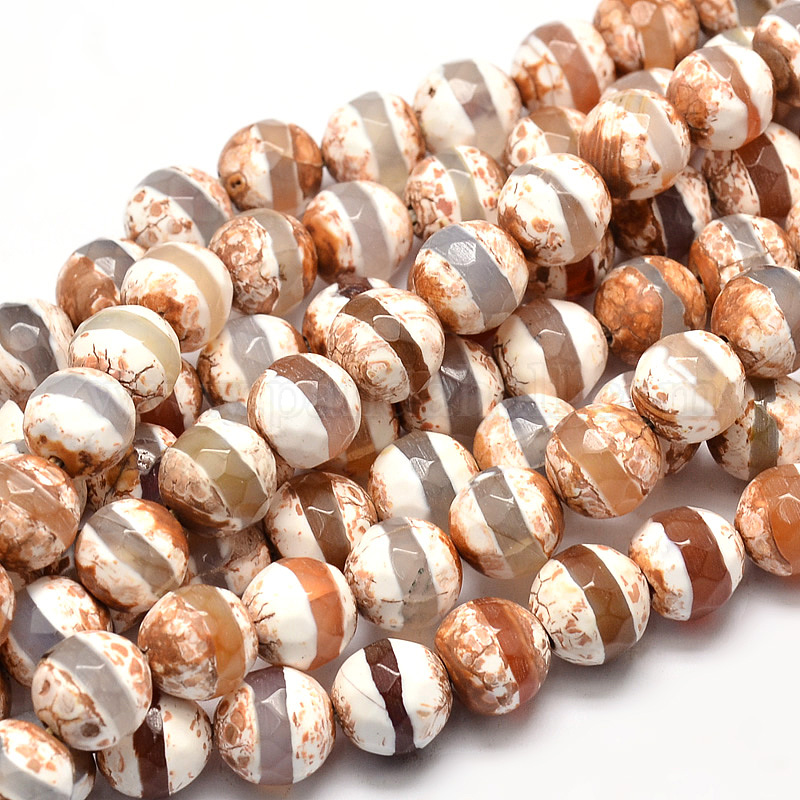 Wholesale Tibetan Style Striped Pattern dZi Beads Strands - Pandahall.com