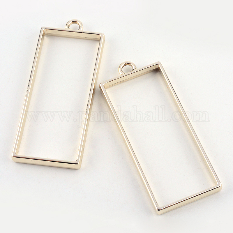 Wholesale Rack Plating Alloy Rectangle Open Back Bezel Pendants - Pandahall.com