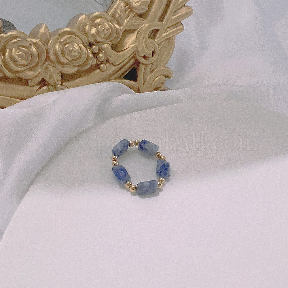 Wholesale Handmade Natural Blue Spot Jasper Stretch Rings - Pandahall.com