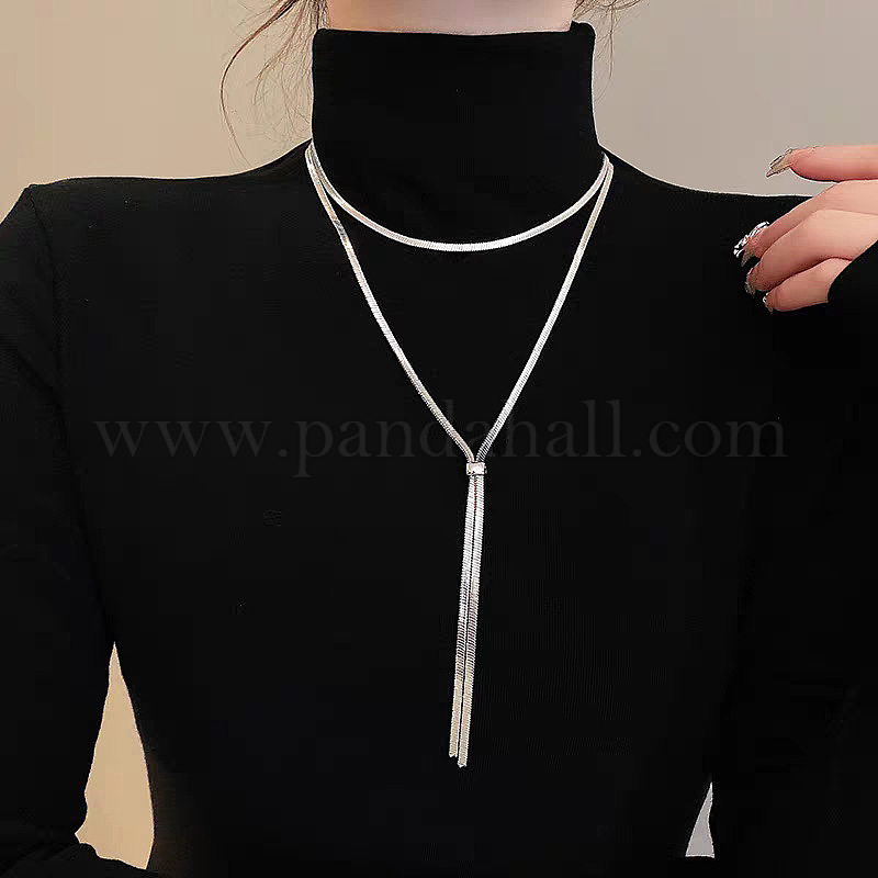Wholesale 316 Surgical Stainless Steel Snake Chain Slider Lariat Necklaces for Women - Pandahall.com