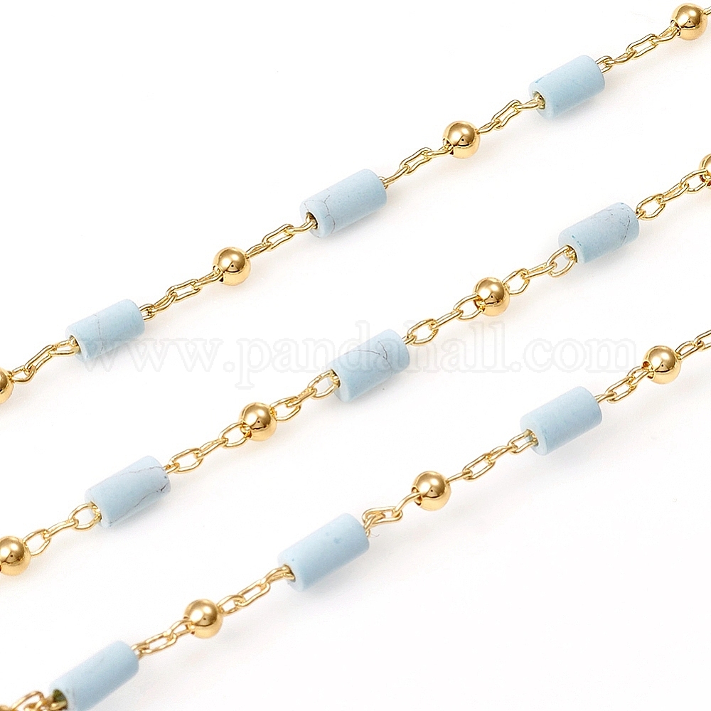 Wholesale 3.28 Feet Handmade Natural Turquoise Beaded Chains ...