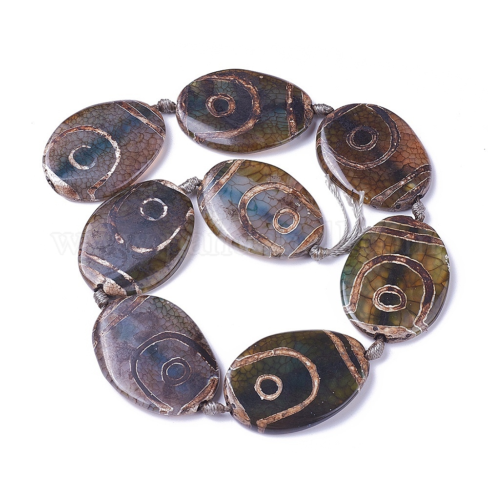Wholesale Natural Agate Tibetan Style 2-Eye dZi Beads Strands ...