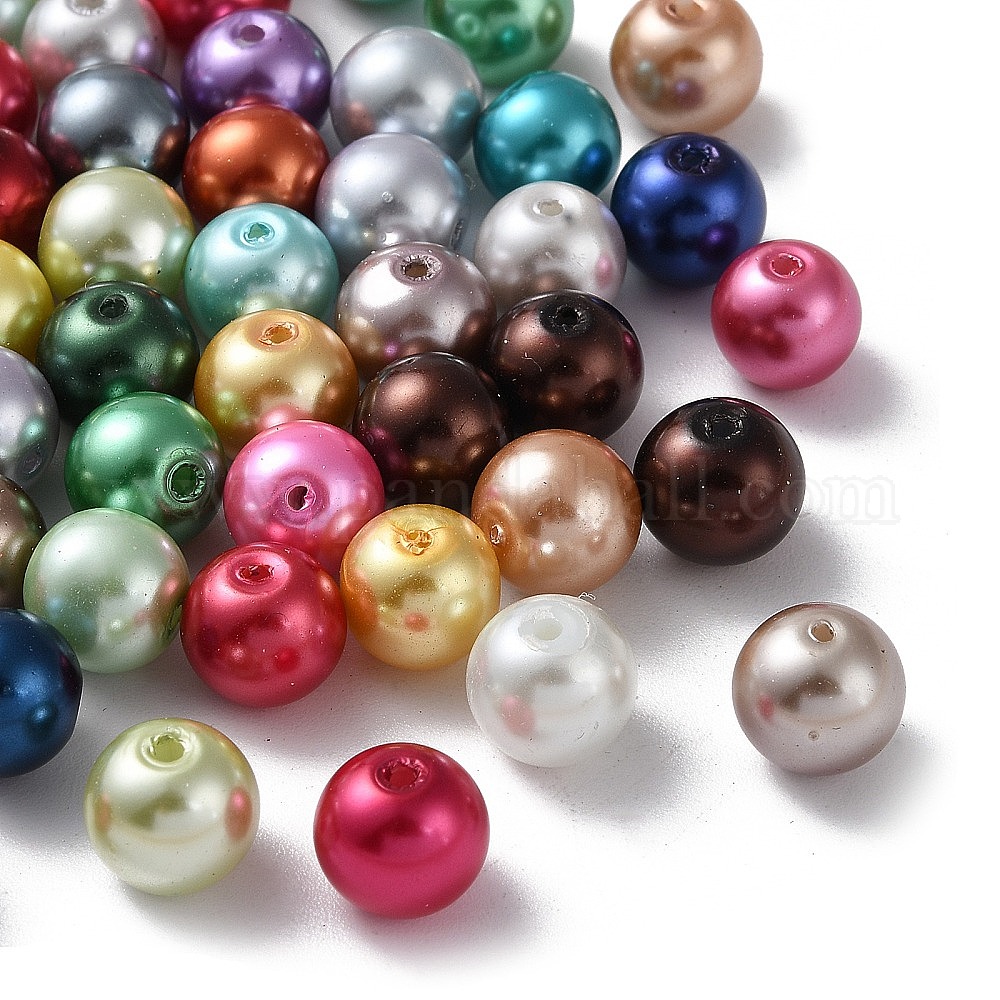 Wholesale Baking Painted Pearlized Glass Pearl Round Bead Strands ...