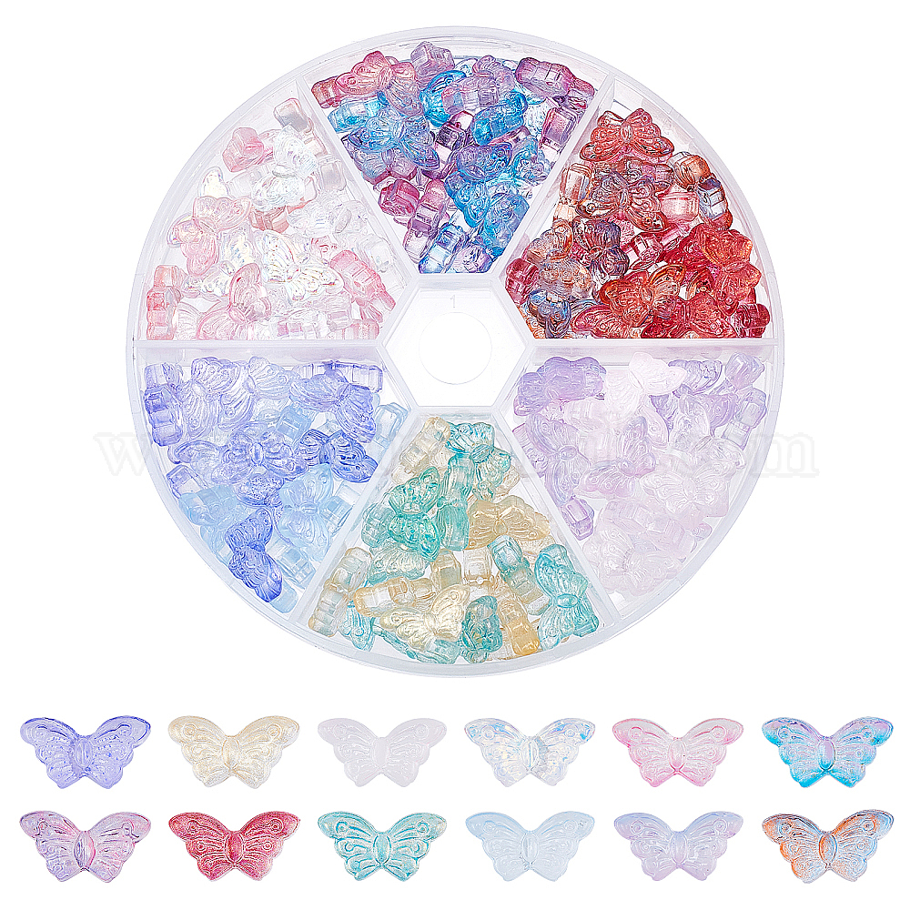 Wholesale 144Pcs 12 Color Transparent Spray Painted Glass Beads ...