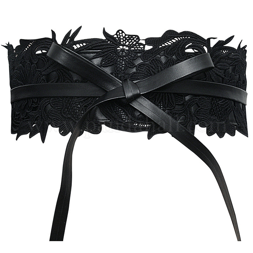 Wholesale Imitation Leather Flower Lace Wide Chain Belts - Pandahall.com