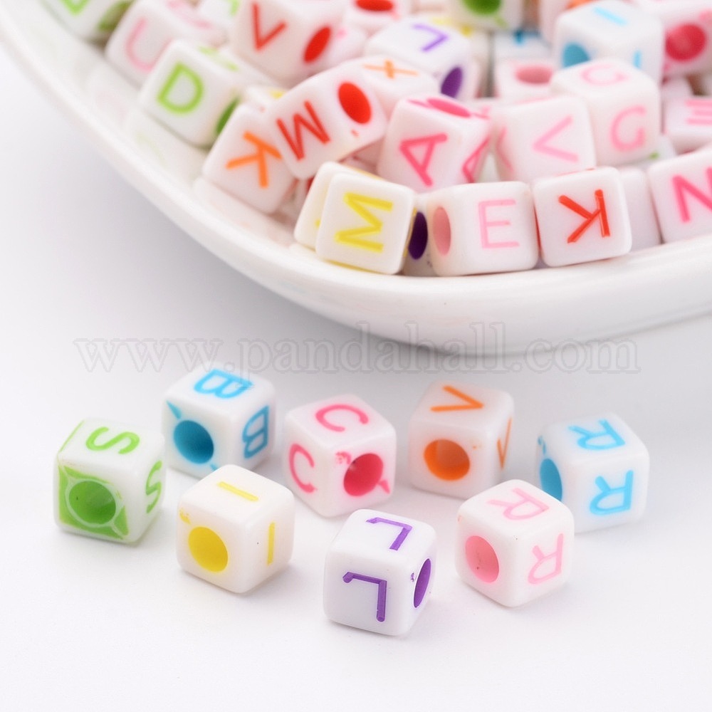 Wholesale Mixed Color Acrylic Letter Cube Floating Charms Beads for ...