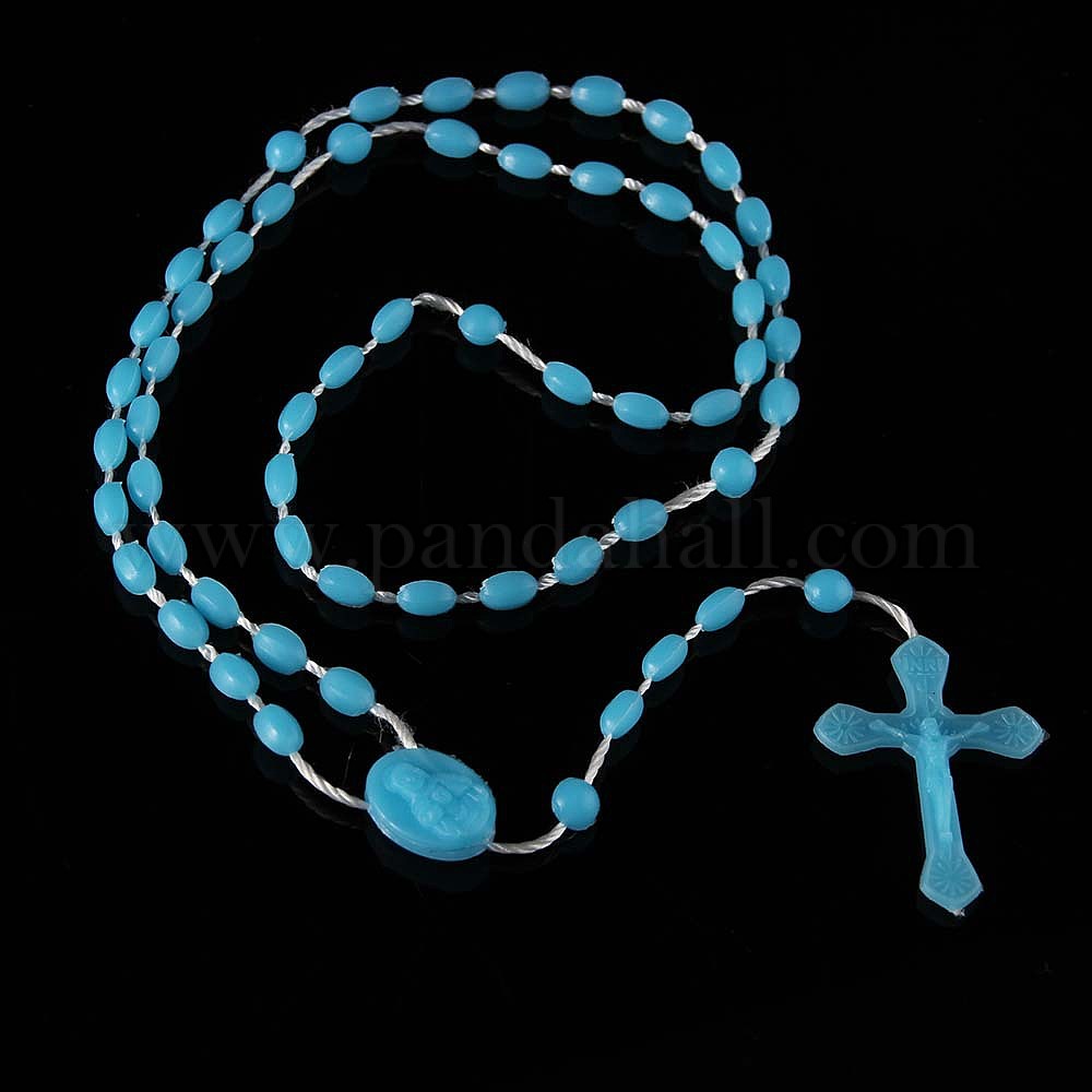 Wholesale Luminous Plastic Rosary Bead Necklace - Pandahall.com