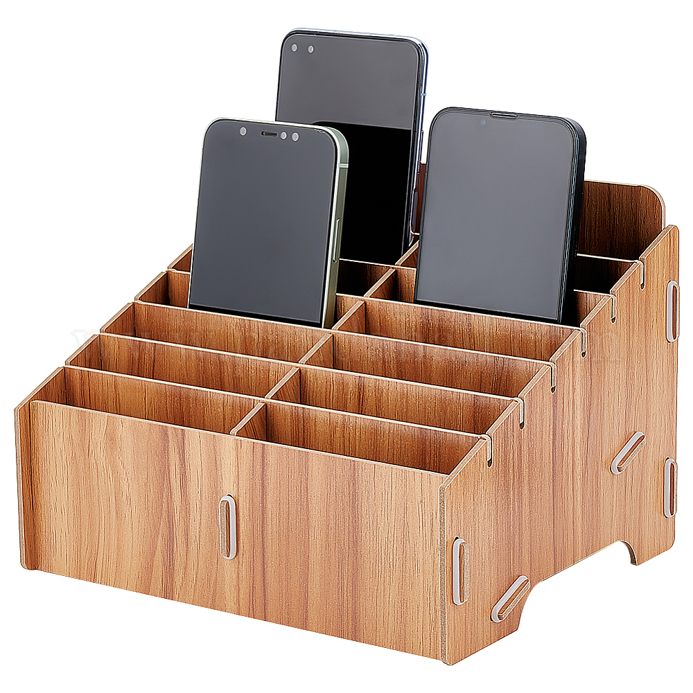 Wholesale 14-Grid Detachable Wooden Cell Phone Storage Box - Pandahall.com