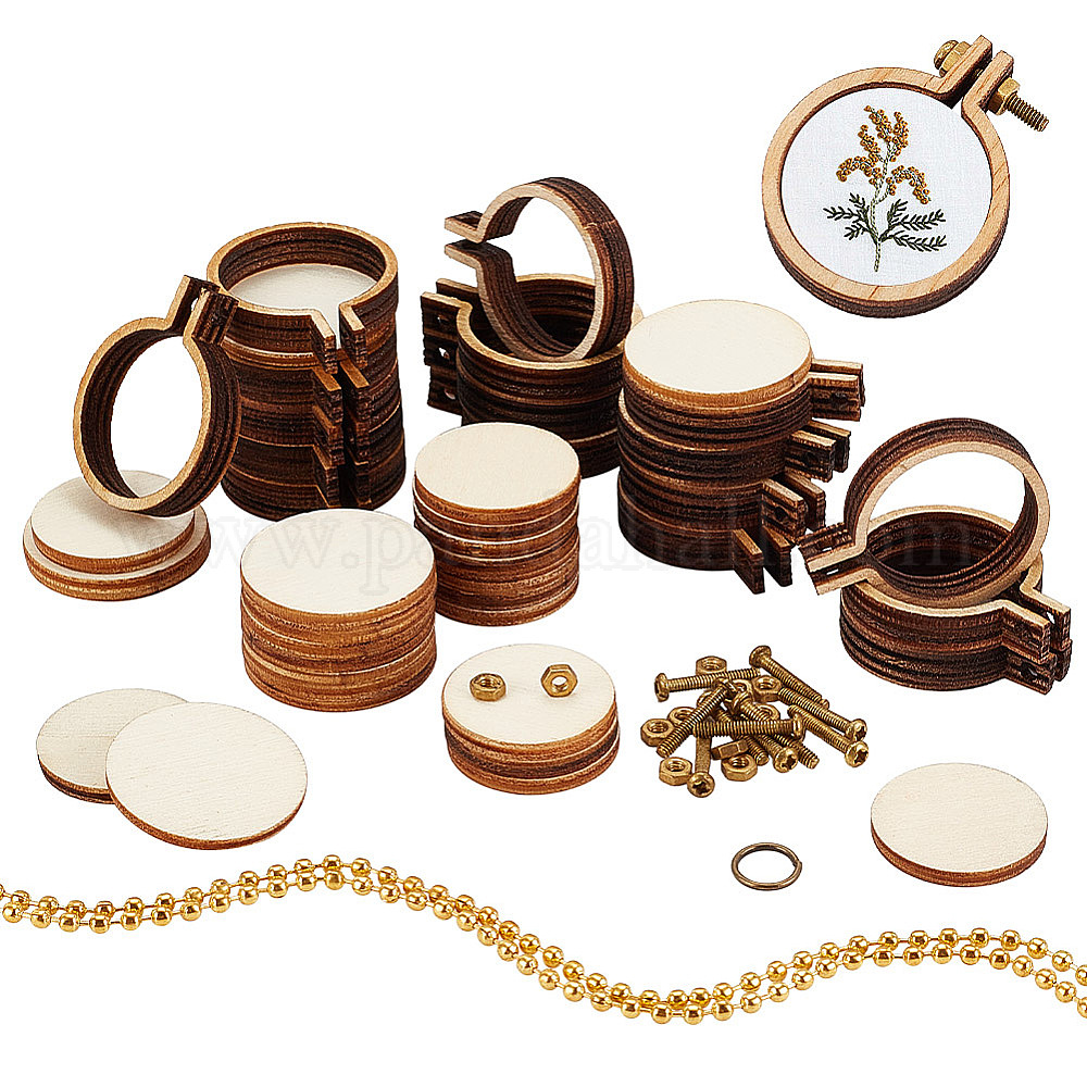 Wholesale 20 Sets Mini Wooden Embroidery Hoops - Pandahall.com