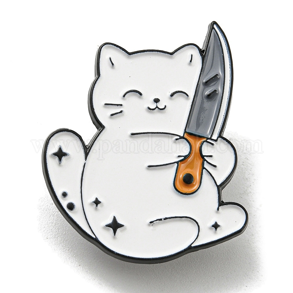 Wholesale Cat Holding Knife Enamel Pins - Pandahall.com