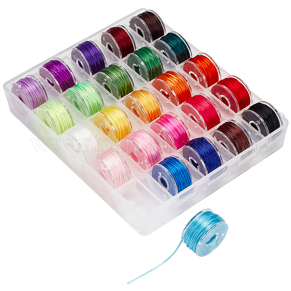 Wholesale 25 Rolls 25 Colors Flat Elastic Crystal String - Pandahall.com